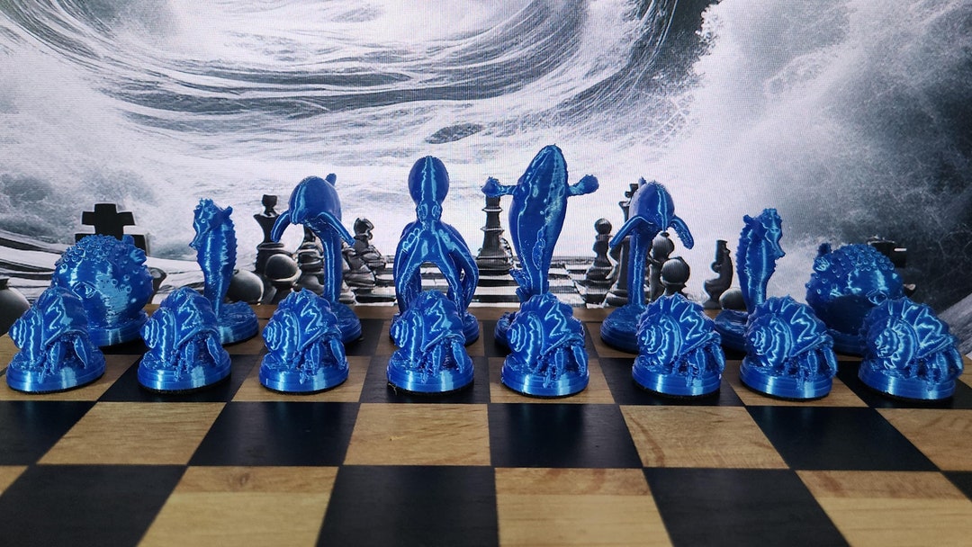 3D Printed Chess Set | Sealife Style - Etsy