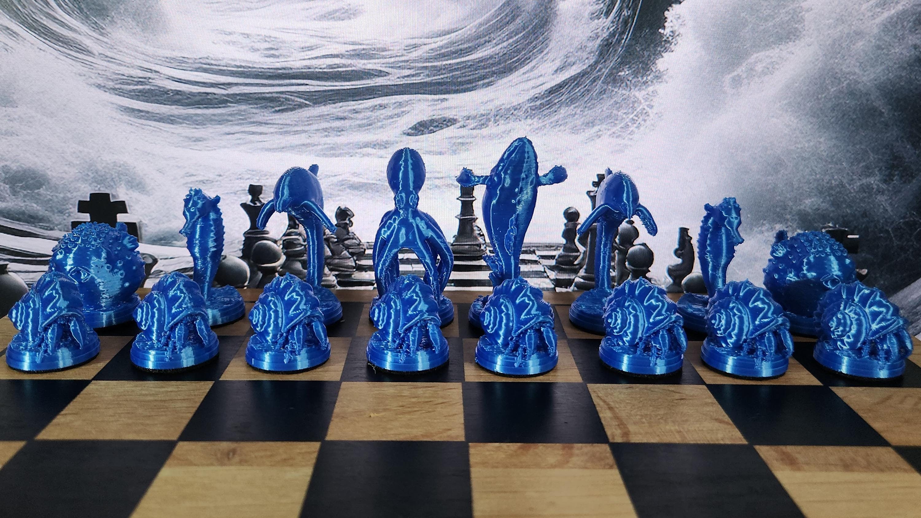 3D Printed Chess Set | Sealife Style - Etsy