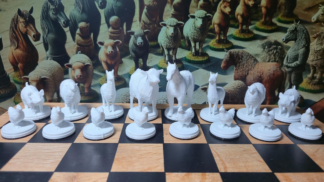 3D Printed Chess Set | Farmanimals Style - Etsy