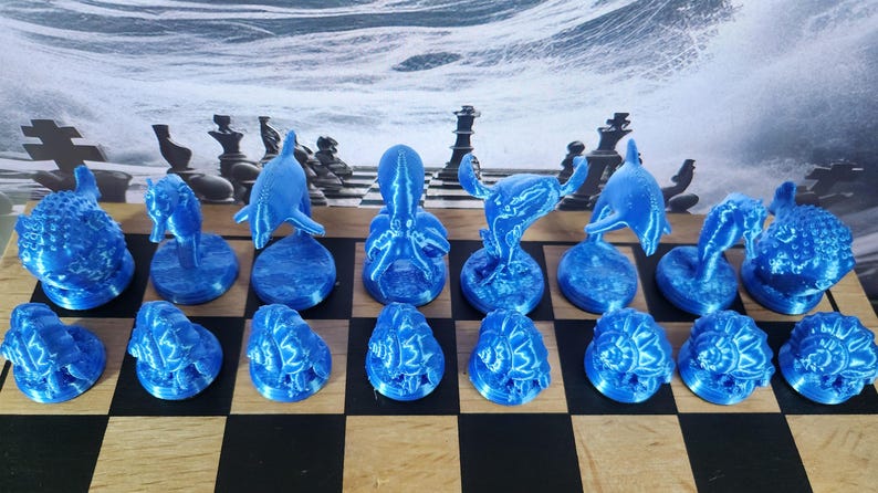 3D Printed Chess Set | Sealife Style - Etsy