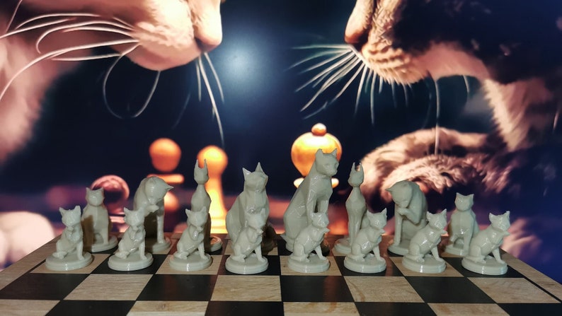 3D Printed Chess Set | Cats Style - Etsy