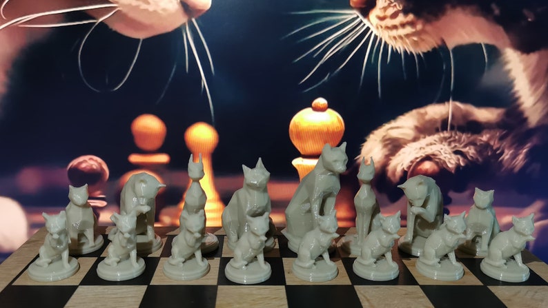 3D Printed Chess Set | Cats Style - Etsy