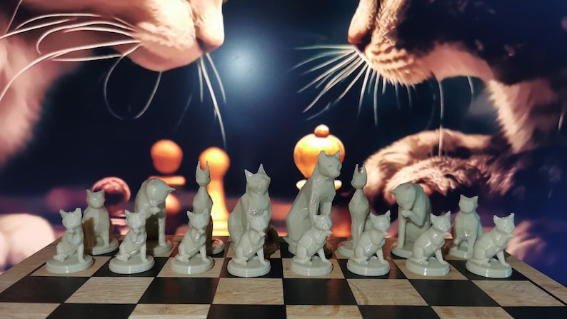 3D Printed Chess Set Cats Style - Etsy