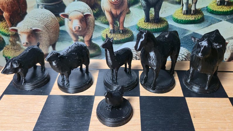 3D Printed Chess Set | Farmanimals Style - Etsy