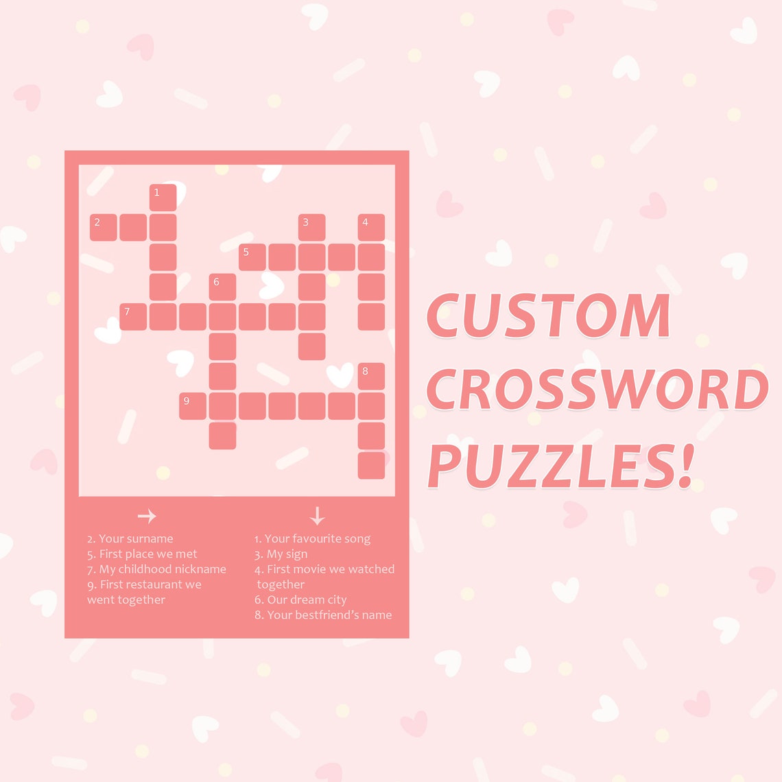 Custom Crossword Puzzle, Personalized Crossword Puzzle, Birthday Gift ...