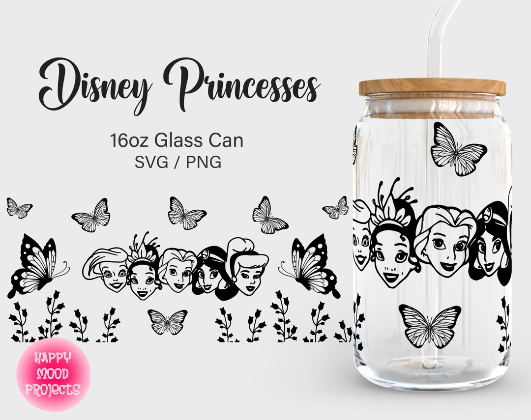 Princesses - 16oz Libbey Glass Can Svg, Glass Can Wrap Svg, Beer Can ...