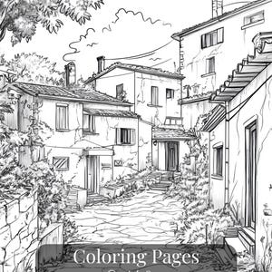 Italian Village Coloring Pages – Set of 17 Printable Line Art Designs ...