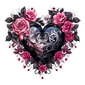 Gothic Floral Heart Clipart, 23 Digital Images in PNG Format for ...