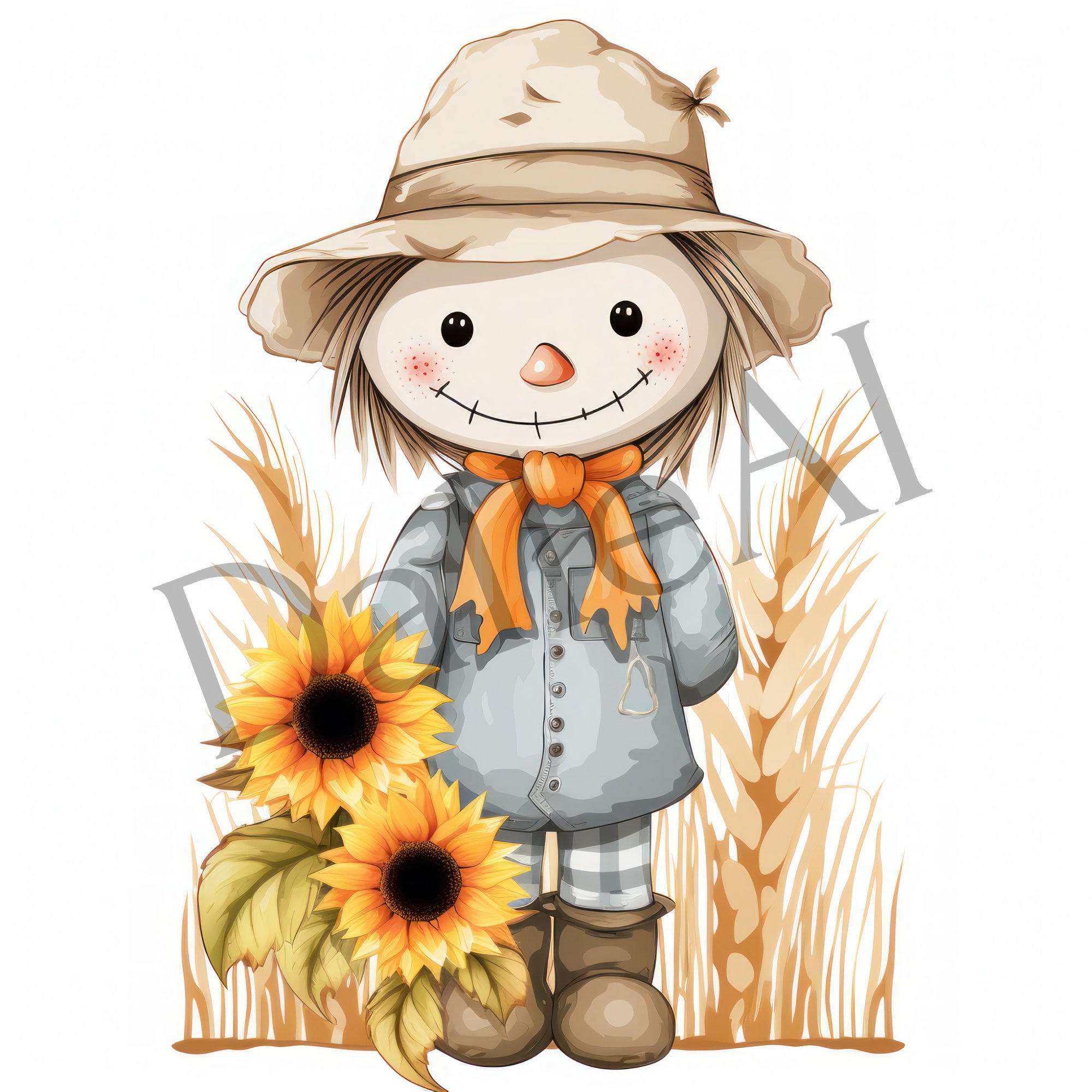 Scarecrow Clipart, Set of 18 PNG Images, High Quality Images With Full ...