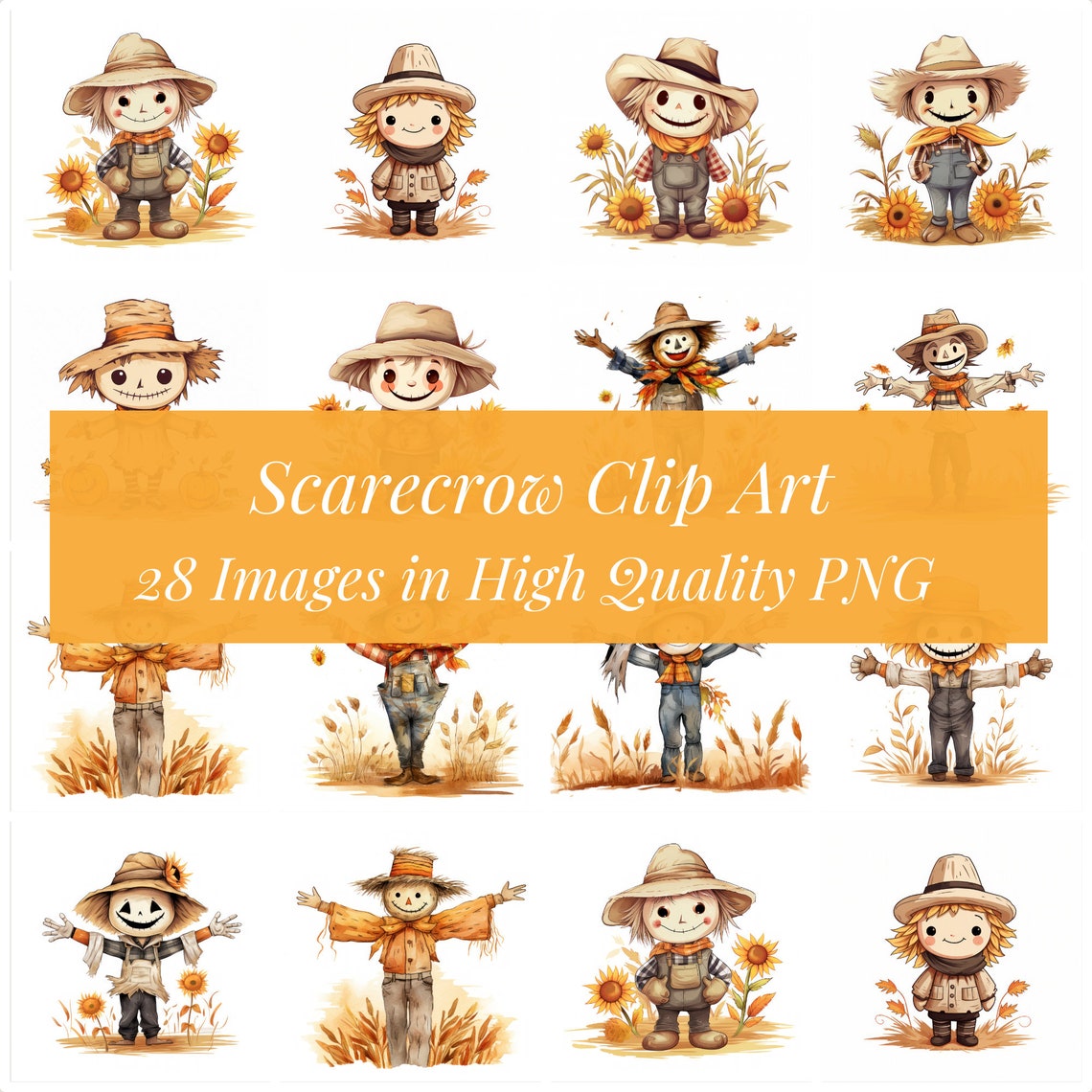 Scarecrow Set of 28 PNG Images High Quality Images Wall Art - Etsy