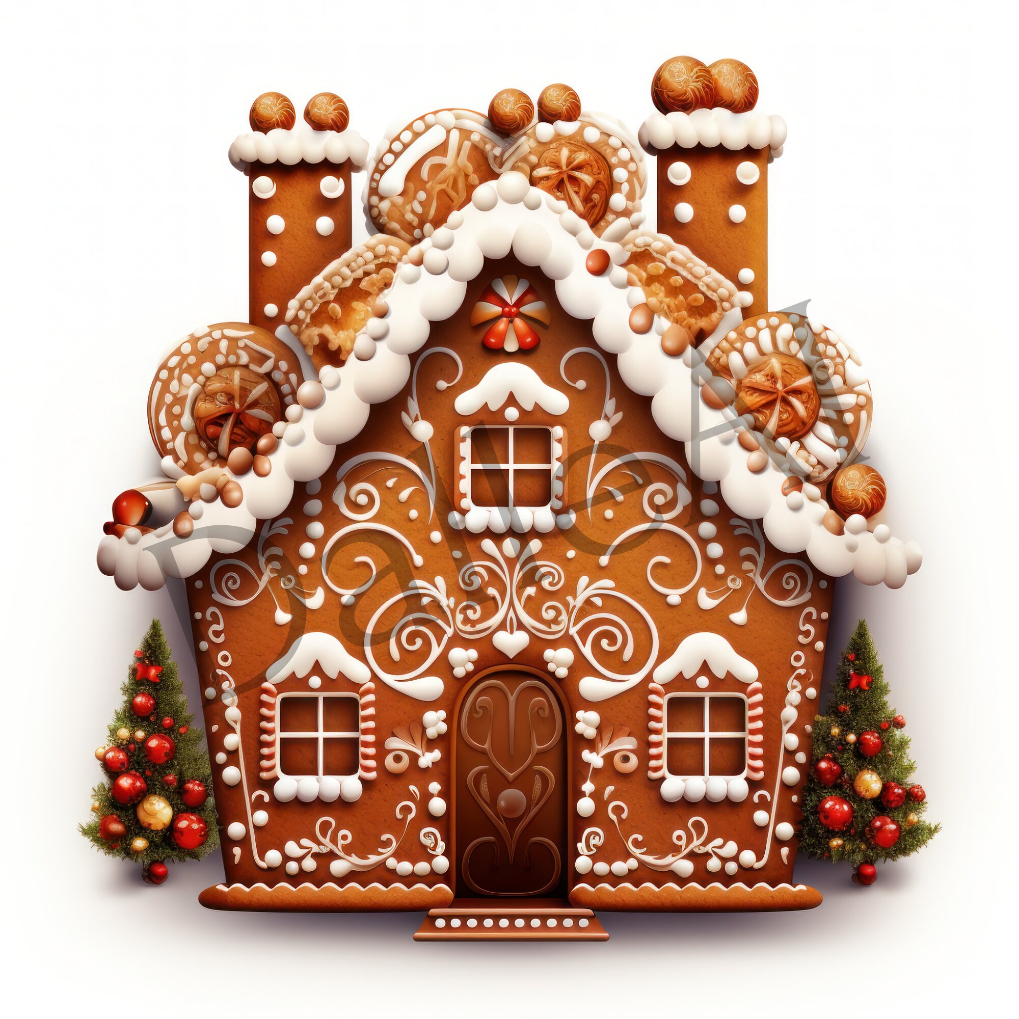 Gingerbread House Clipart, Set of 16 PNG Images With Full Transparent ...