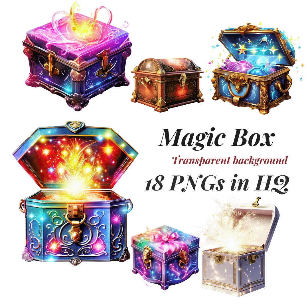 Magic Boxes Clipart, 18 Digital Images in PNG Format for Illustrations ...