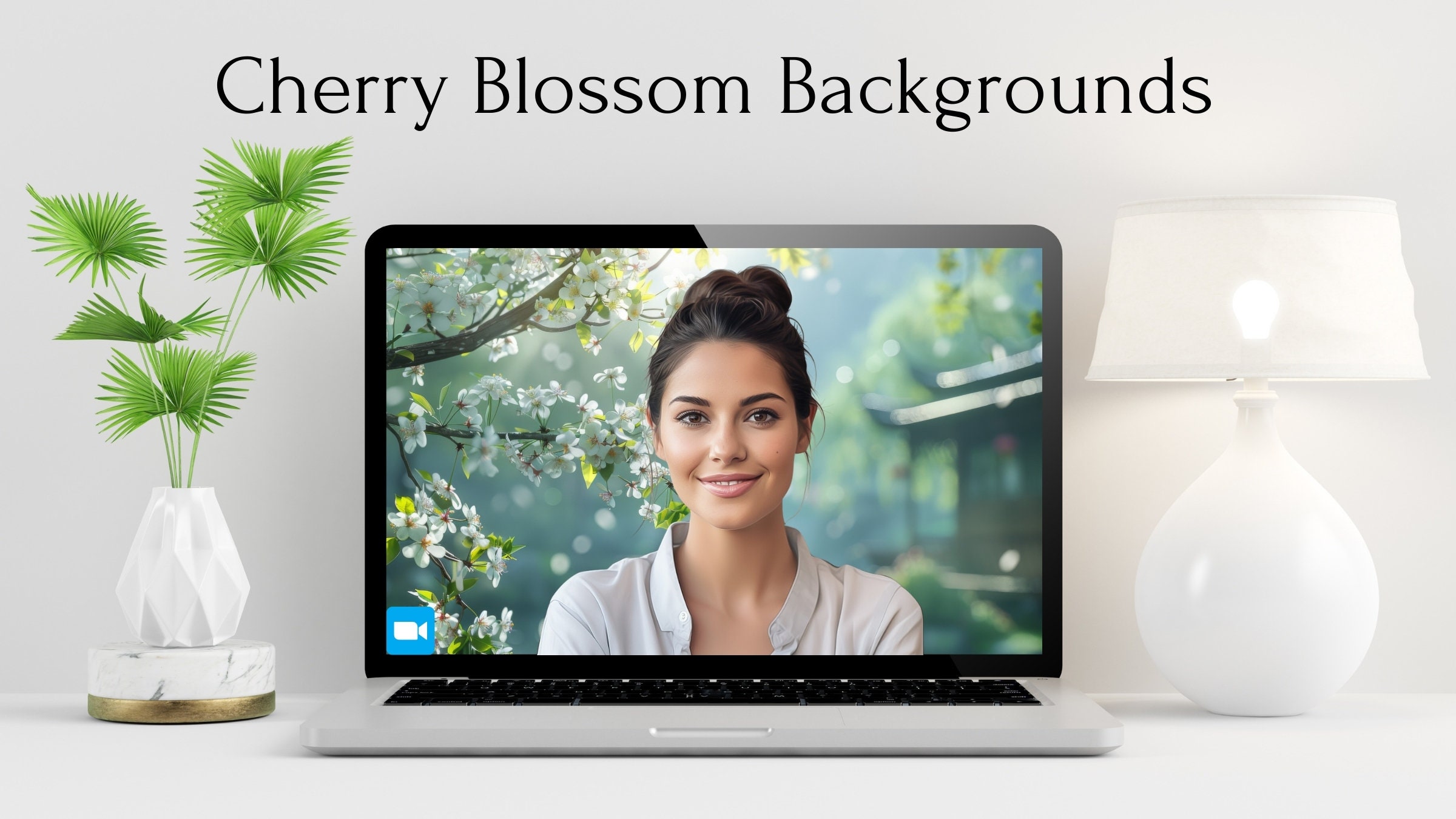 Zoom Background With Cherry Blossom, 12 JPEG Images in High Quality ...