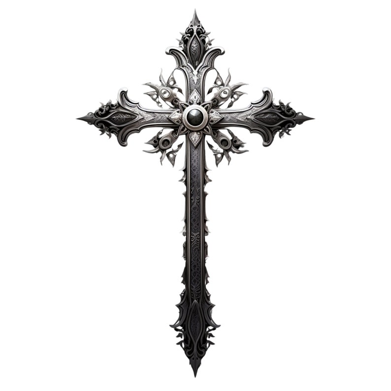 Gothic Crosses Clipart, 23 Digital Images in PNG Format for Illustrations With Transparent ...