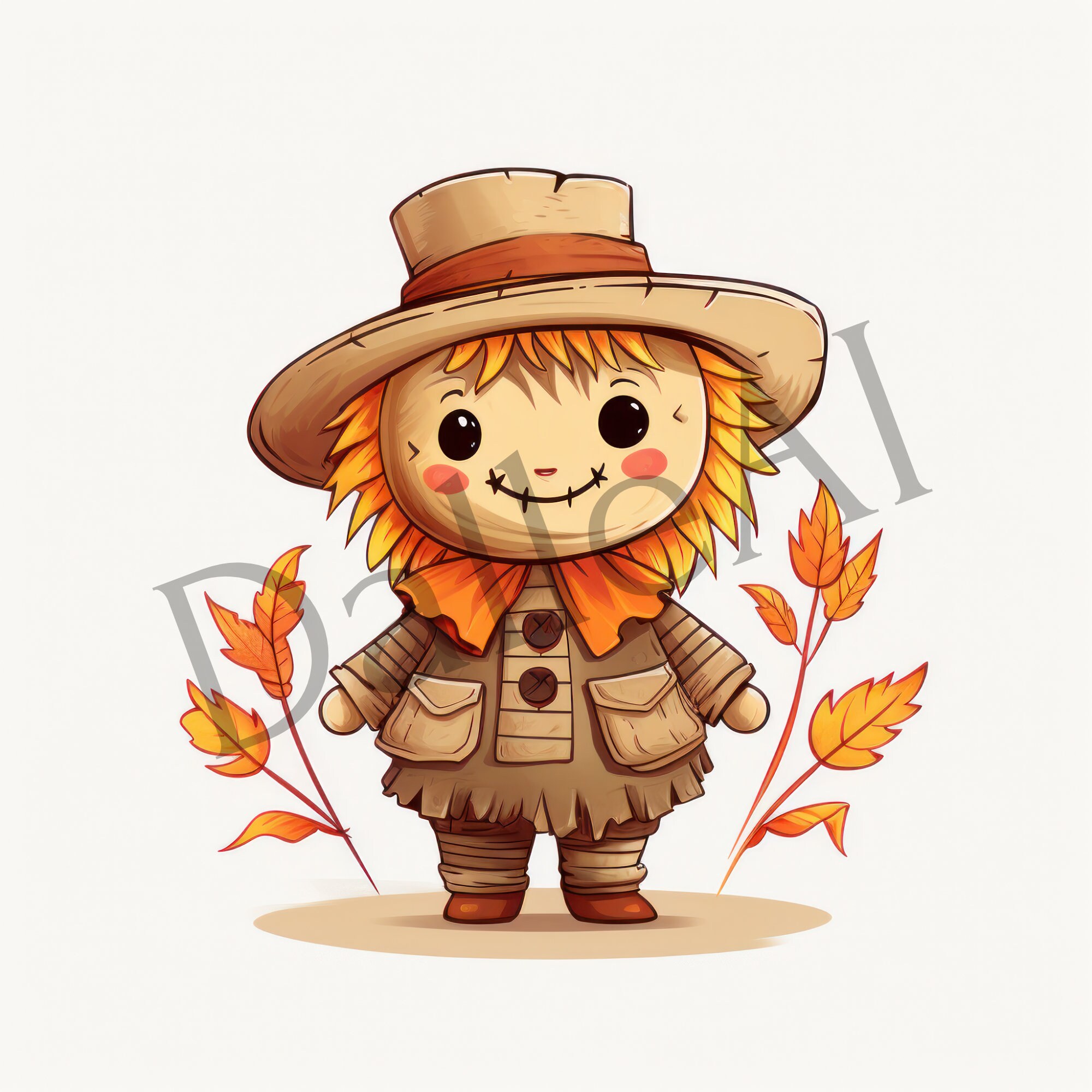 Scarecrow Clipart, Set of 18 PNG Images, High Quality Images With Full ...