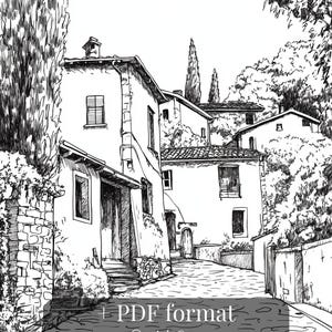 Italian Village Coloring Pages – Set of 17 Printable Line Art Designs ...