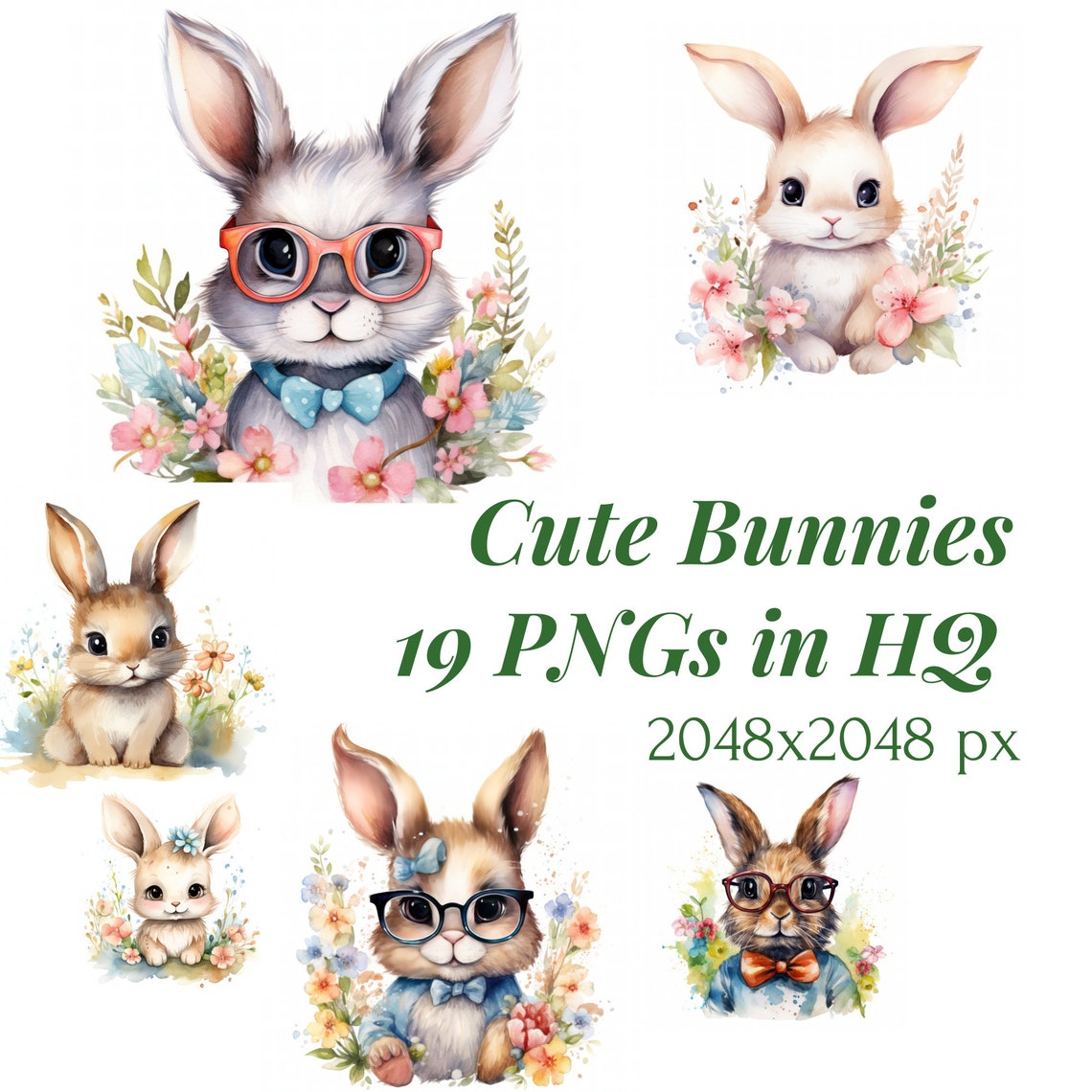 Watercolor Bunny Clipart 19 Bunny PNG Images AI Images - Etsy