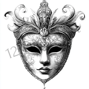 Venetian Masks Clipart, 10 Jpeg Images, Full Commercial Use, Ready to ...