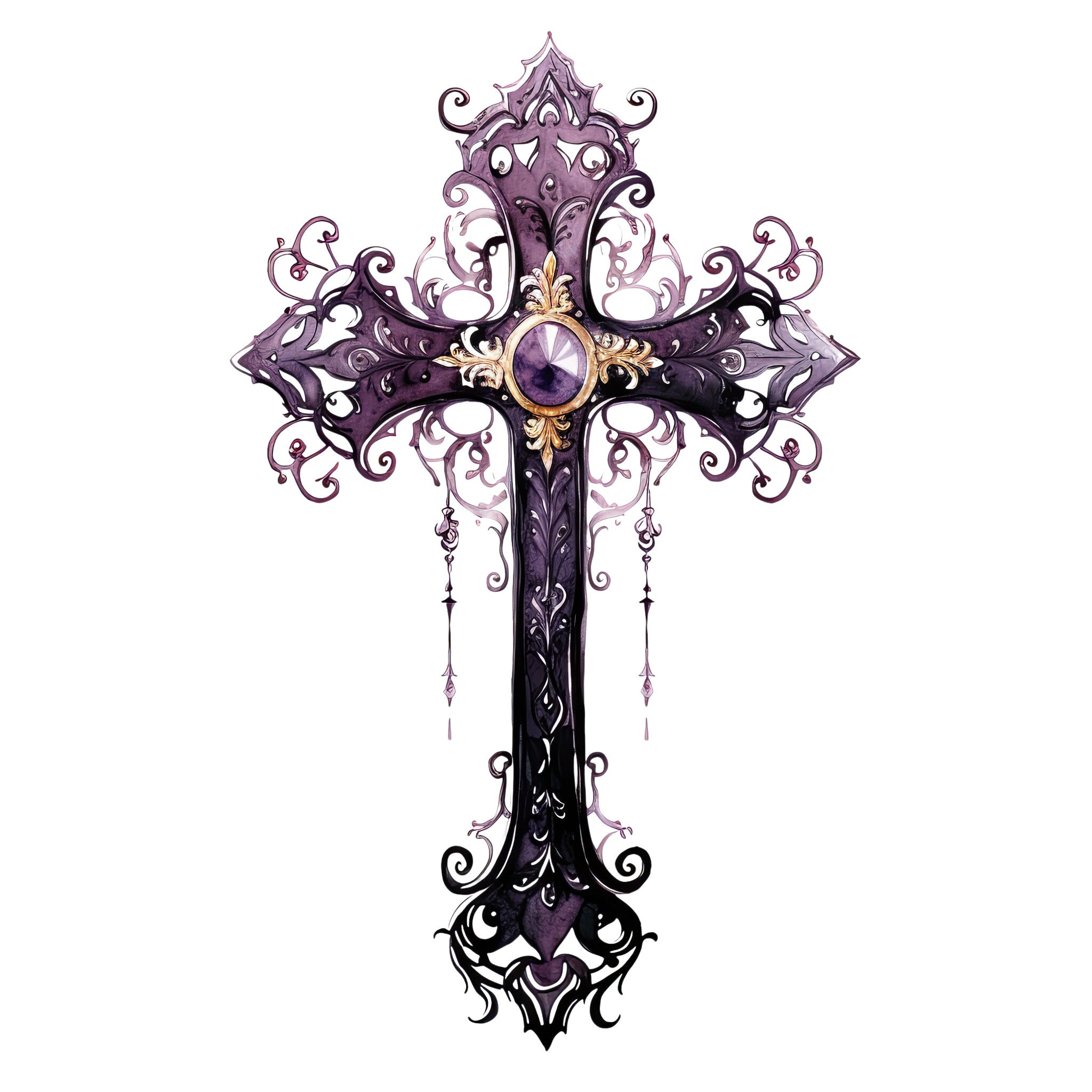 Gothic Crosses Clipart, 23 Digital Images in PNG Format for Illustrations With Transparent ...