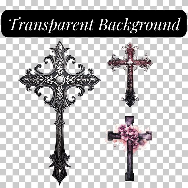 Gothic Crosses Clipart, 23 Digital Images in PNG Format for ...