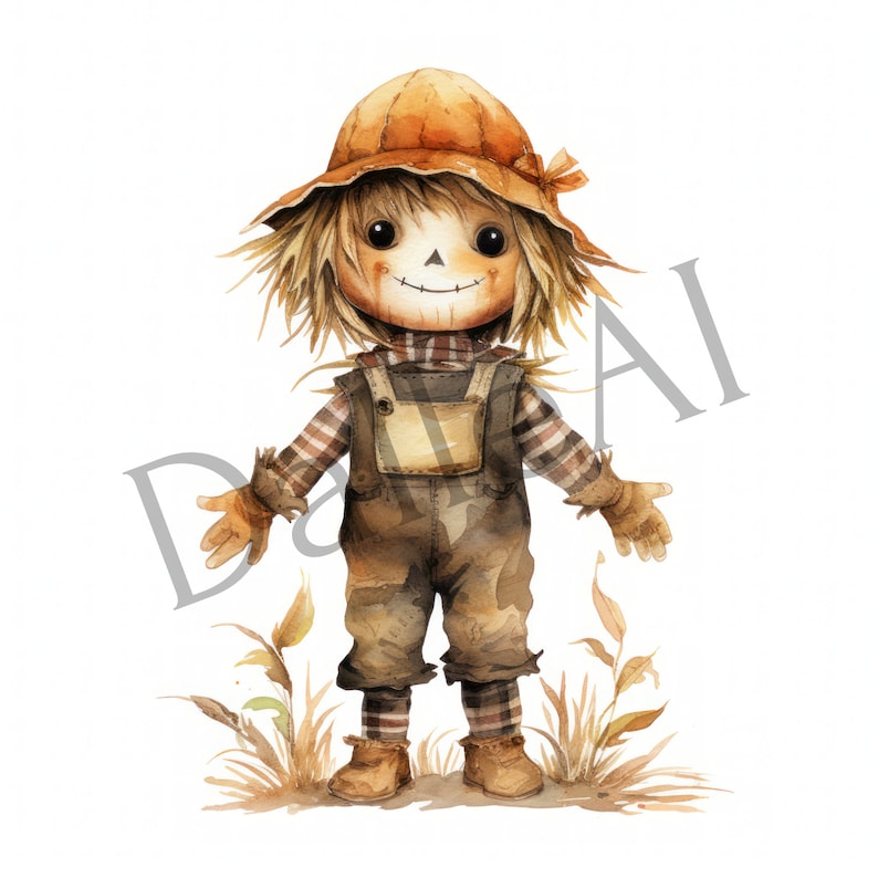 Scarecrow Clipart, Set of 38 PNG Images, High Quality Images, Wall Art ...