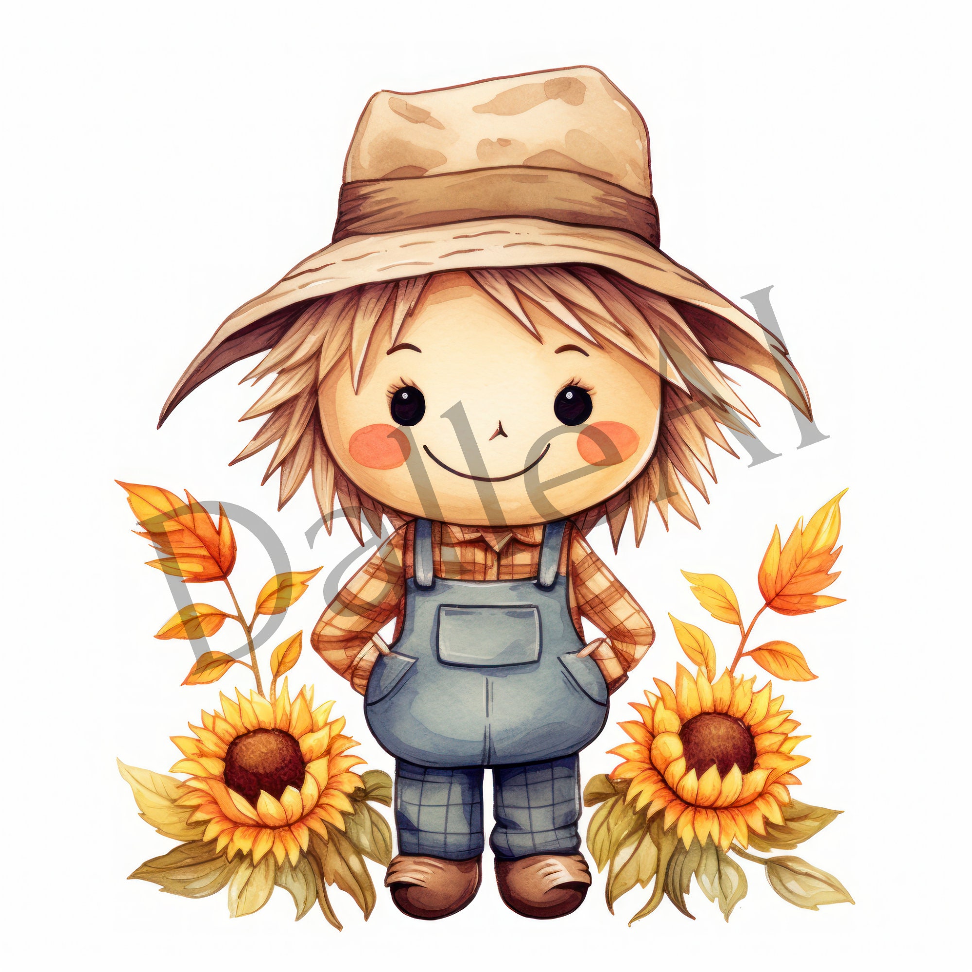 Scarecrow Clipart, Set of 18 PNG Images, High Quality Images With Full ...