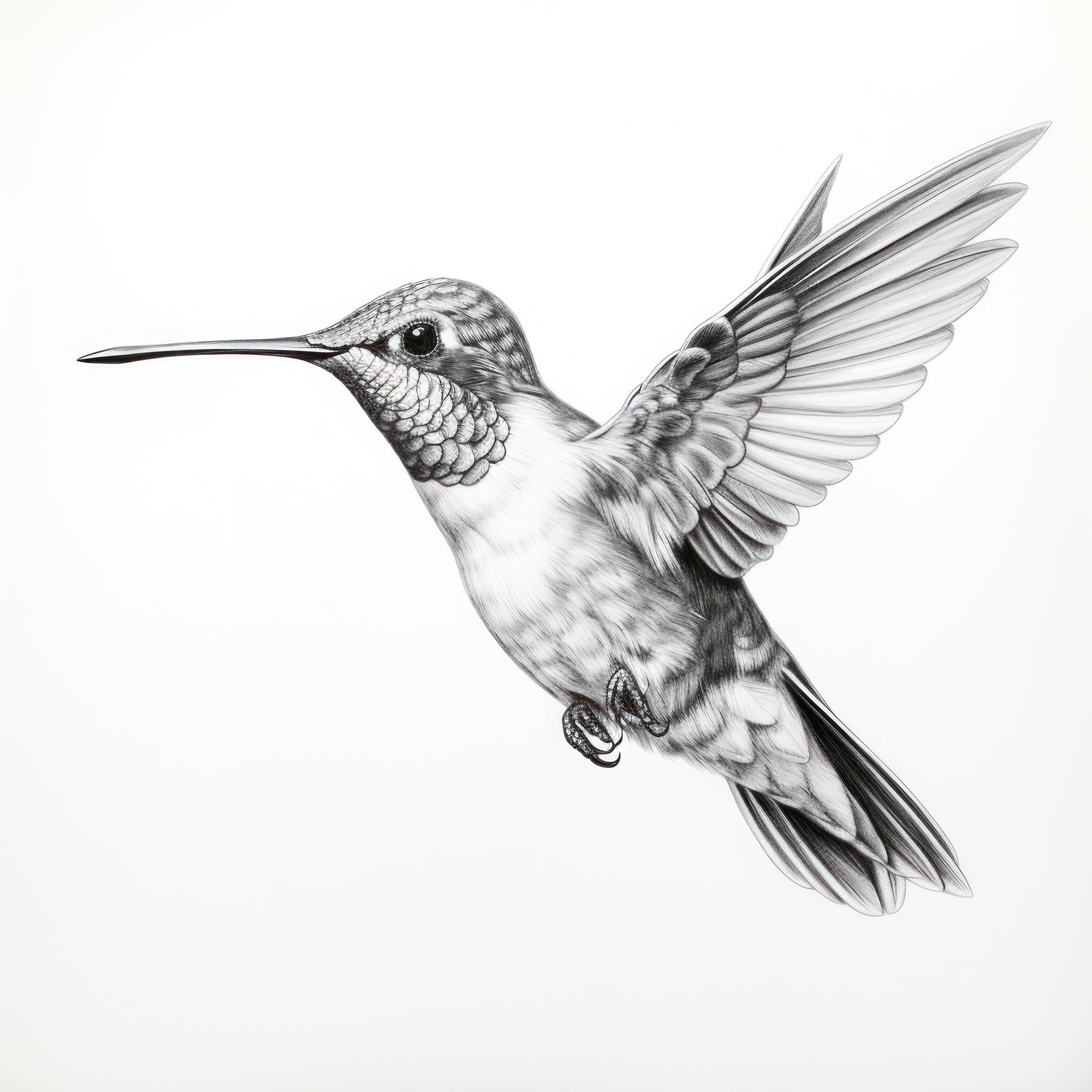 Hummingbird Set of 8 Black and White PNG Digital Images, in High ...