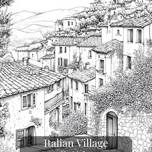 Italian Village Coloring Pages – Set of 17 Printable Line Art Designs ...