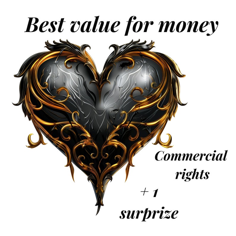 Golden Gothic Heart Clipart, 16 Digital Images in PNG Format for ...