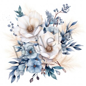 Winter Flowers Watercolor Clipart, 16 PNG Images, AI Art, Watercolor ...