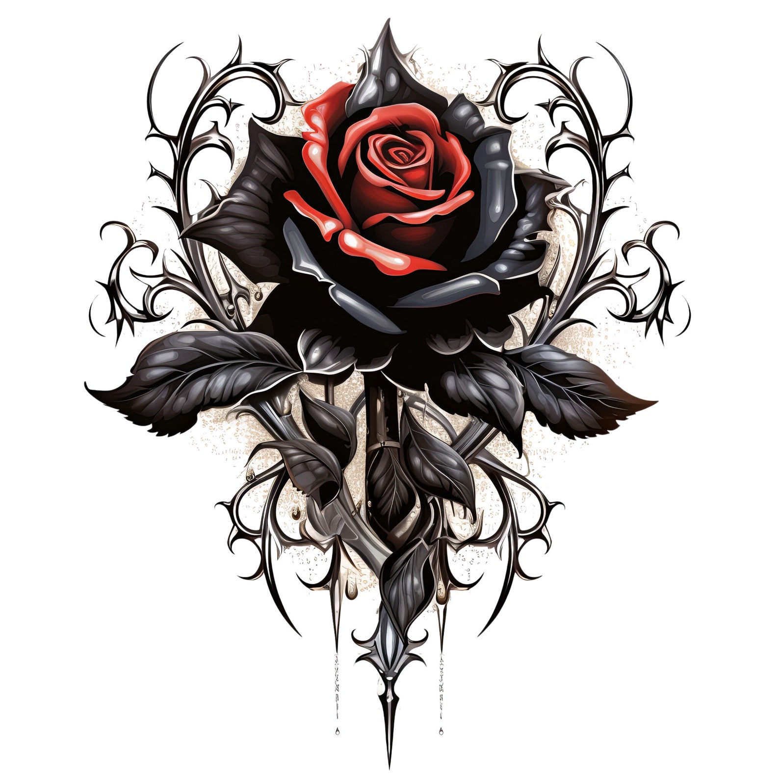 Gothic Rose Clipart, 23 Digital Images in PNG Format for Valentine ...