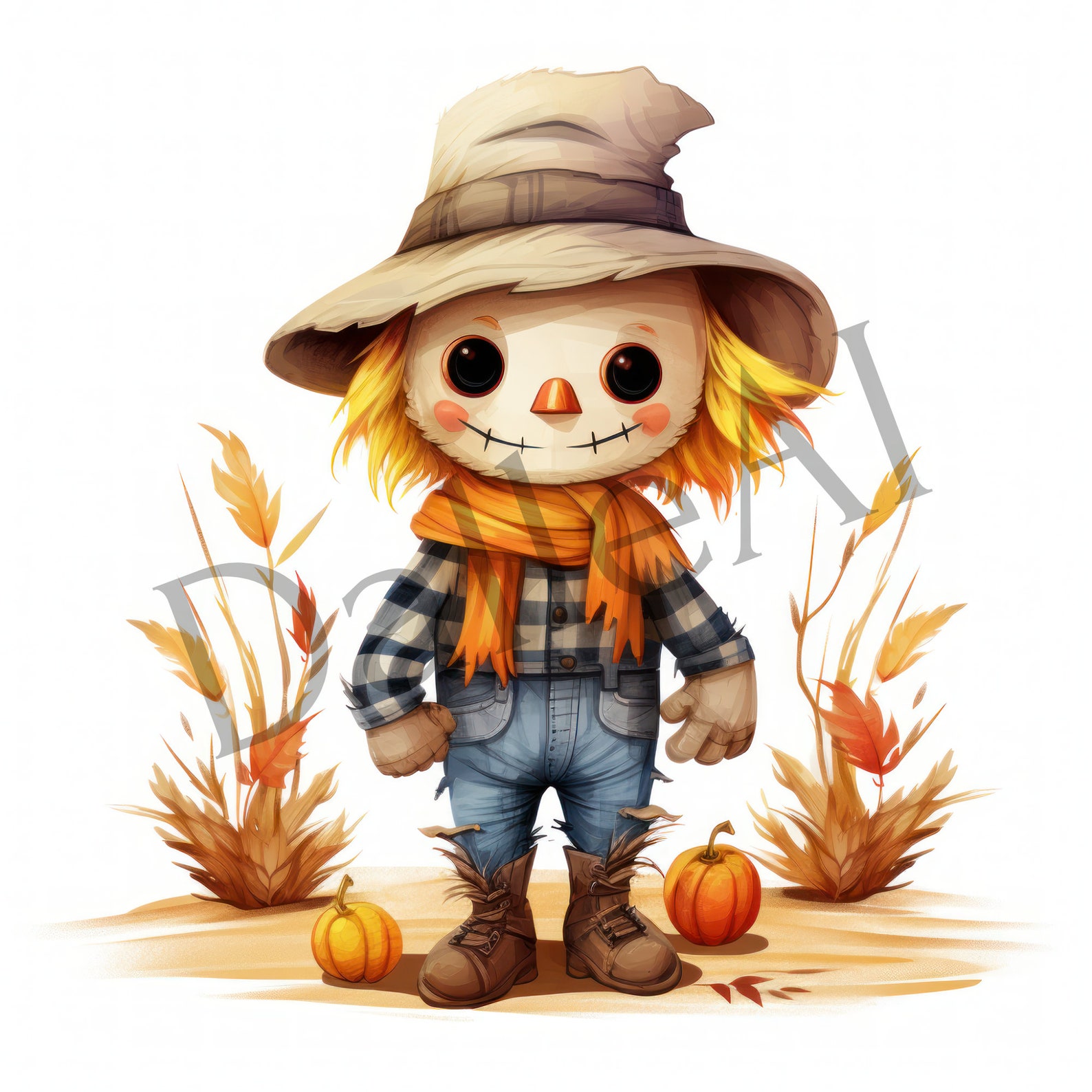 Scarecrow Clipart, Set of 18 PNG Images, High Quality Images With Full ...
