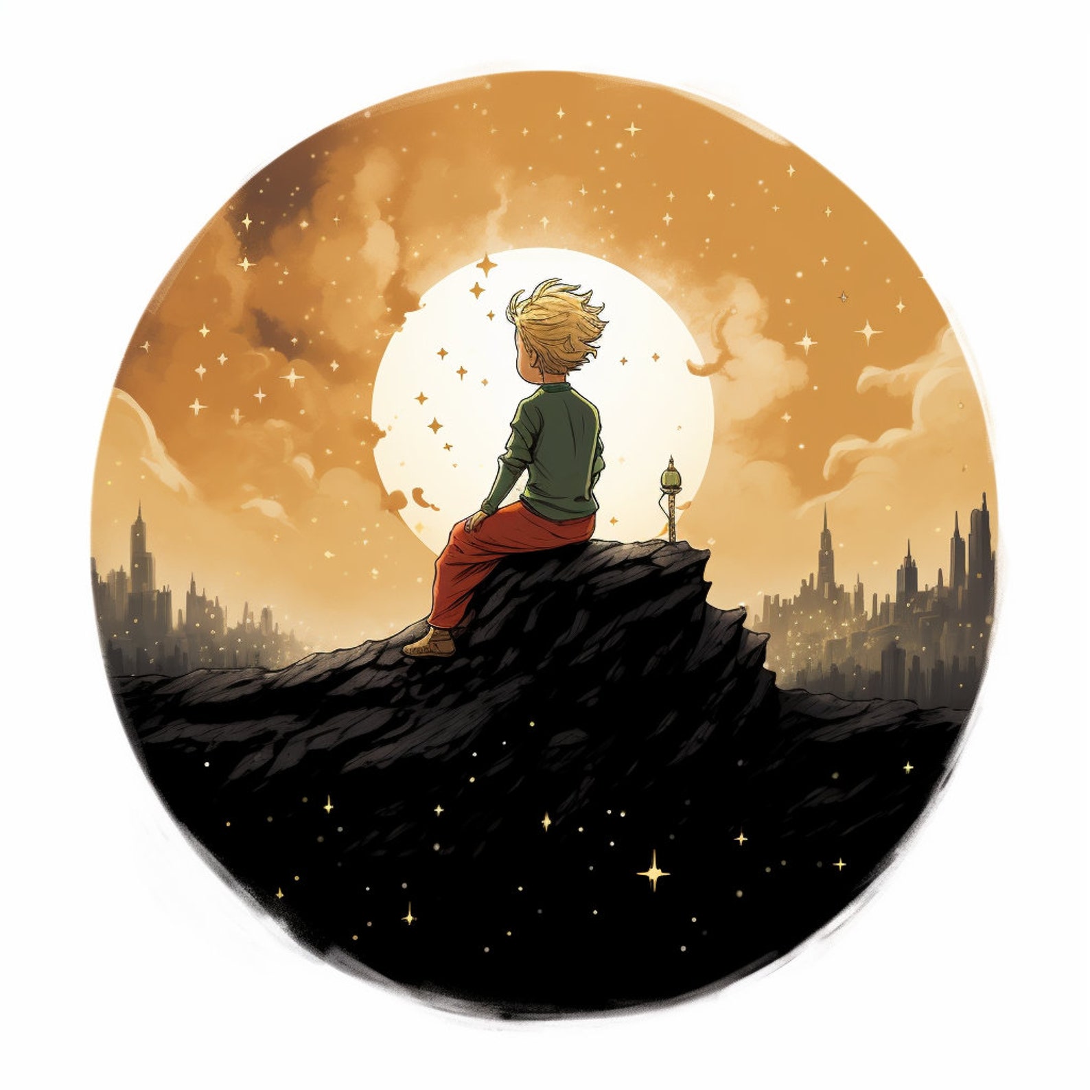 The Little Prince Digital Art Set, 37 Images Set, .PNG Format, Ready to ...