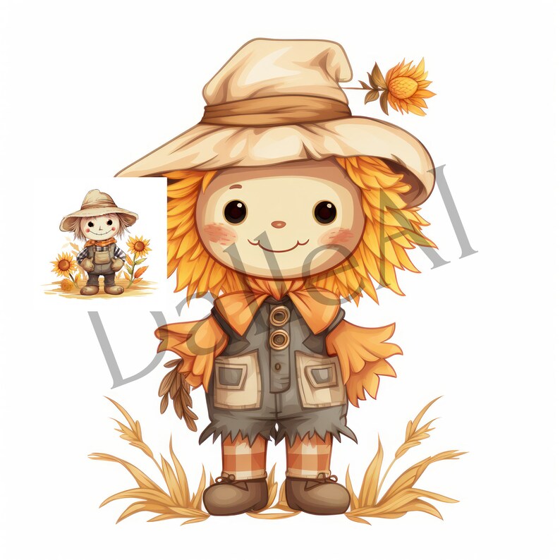 Scarecrow Set of 28 PNG Images, High Quality Images, Wall Art Digital ...