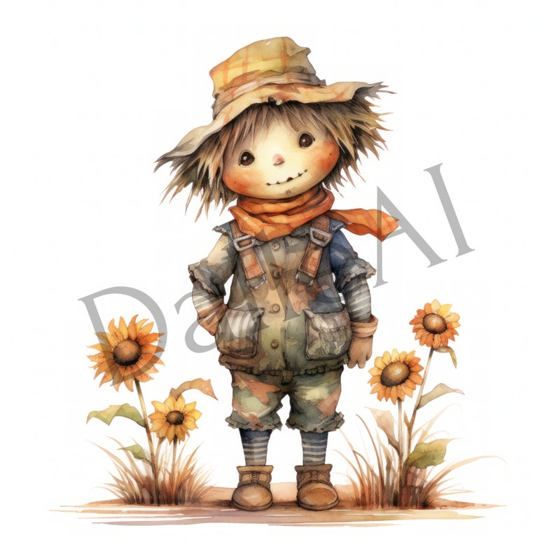 Scarecrow Clipart, Set of 38 PNG Images, High Quality Images, Wall Art ...