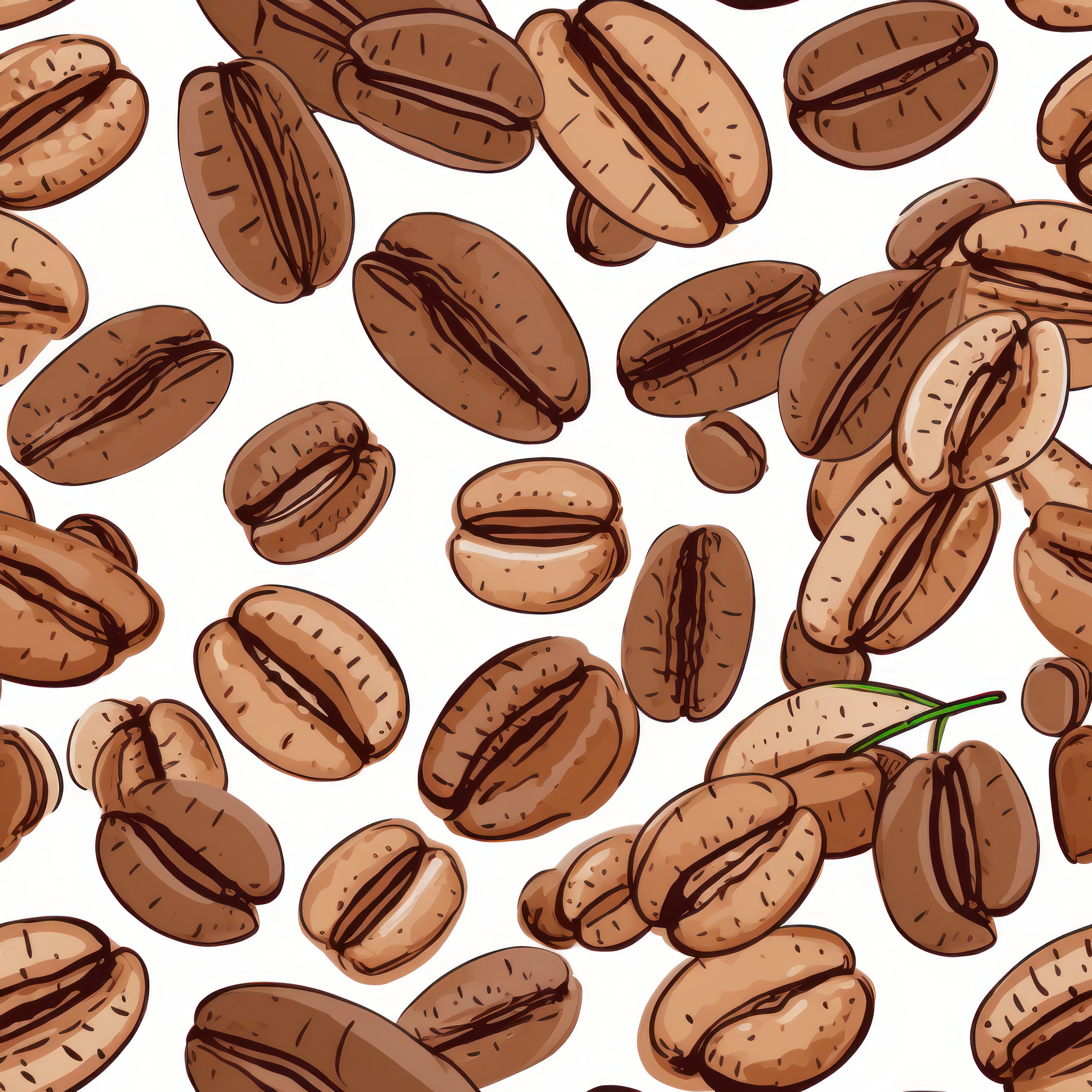 Coffee Beans Digital Paper, Seamless Pattern 16 PNG Images, Instant ...