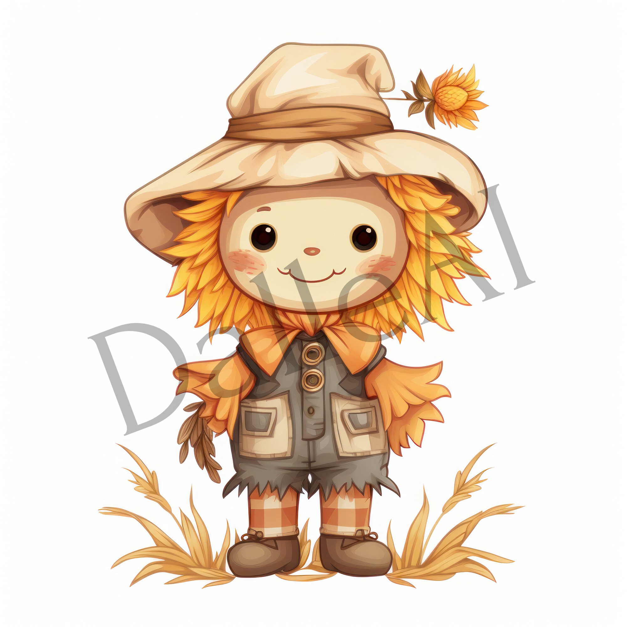 Scarecrow Clipart, Set of 18 PNG Images, High Quality Images With Full ...