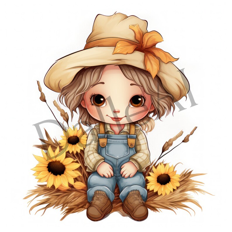 Scarecrow Clipart, Set of 21 PNG Images, High Quality Images, Wall Art ...