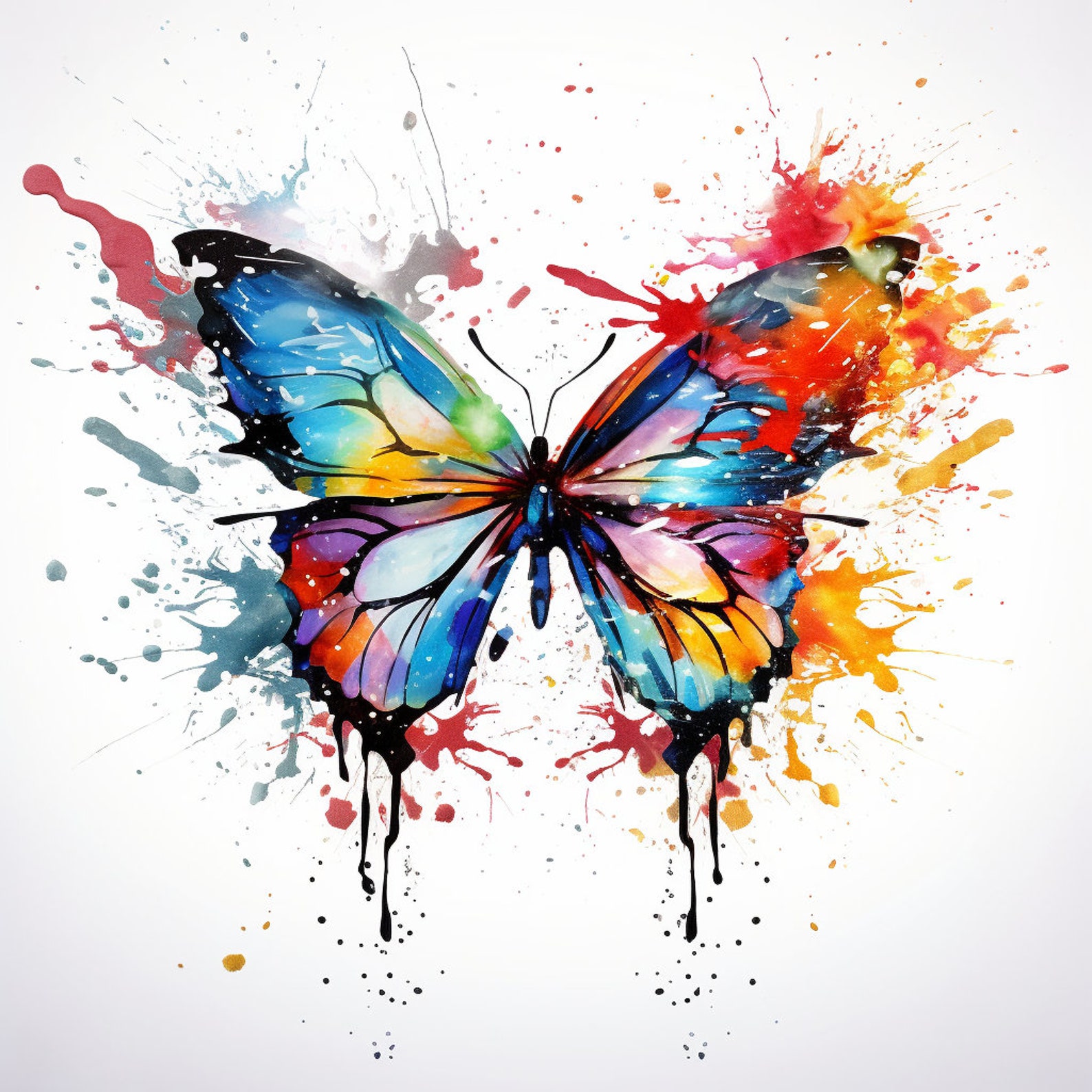 Digital Butterfly, Colorful, Set of 8 .PNG Images in High Resolution ...