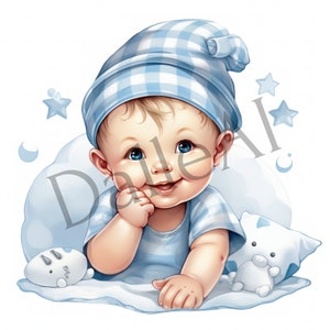 Baby Boy Clip Art, Set of 35 Digital Images in High Quality, Little Boy ...