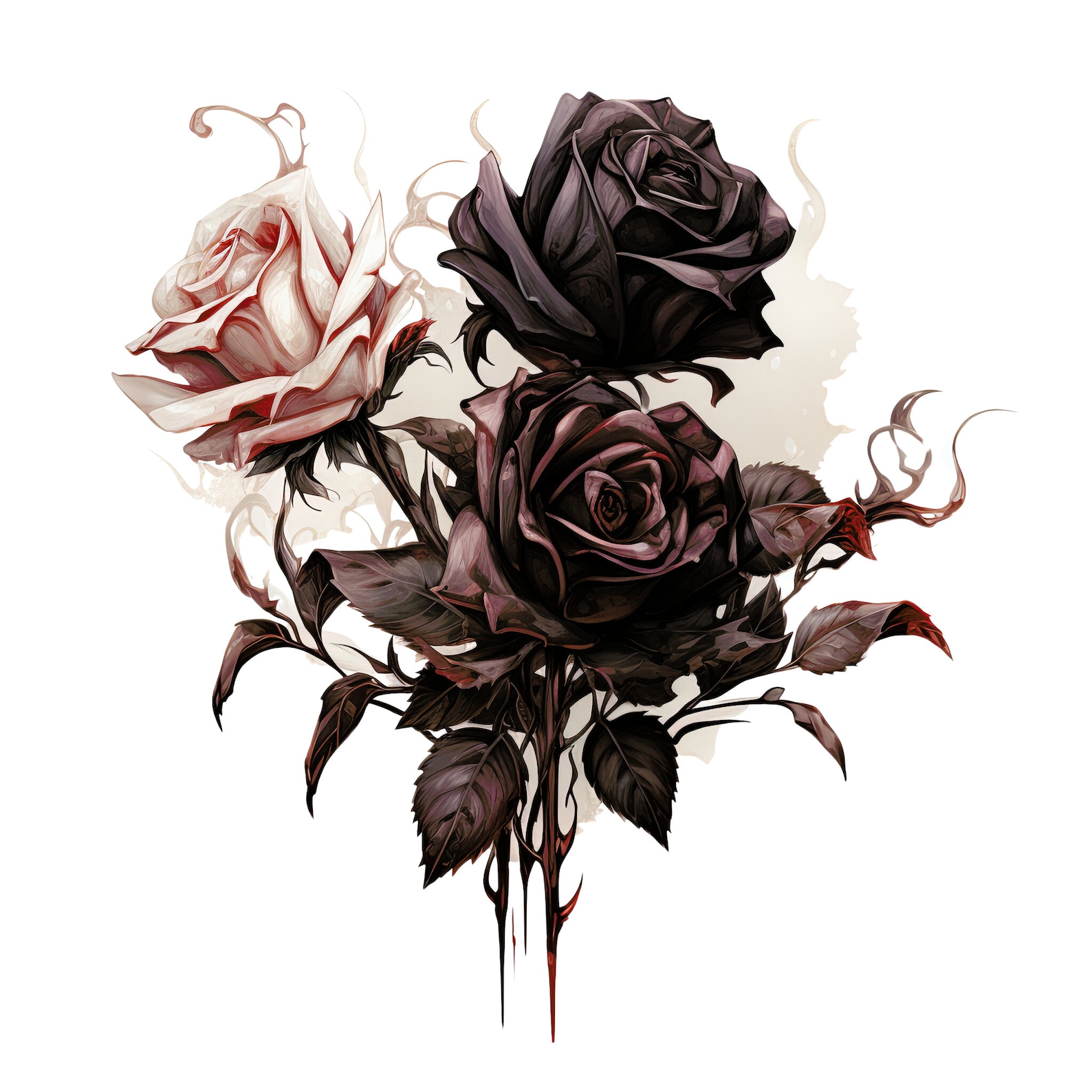 Gothic Roses Clipart, 20 Digital Images in PNG Format for Valentine ...