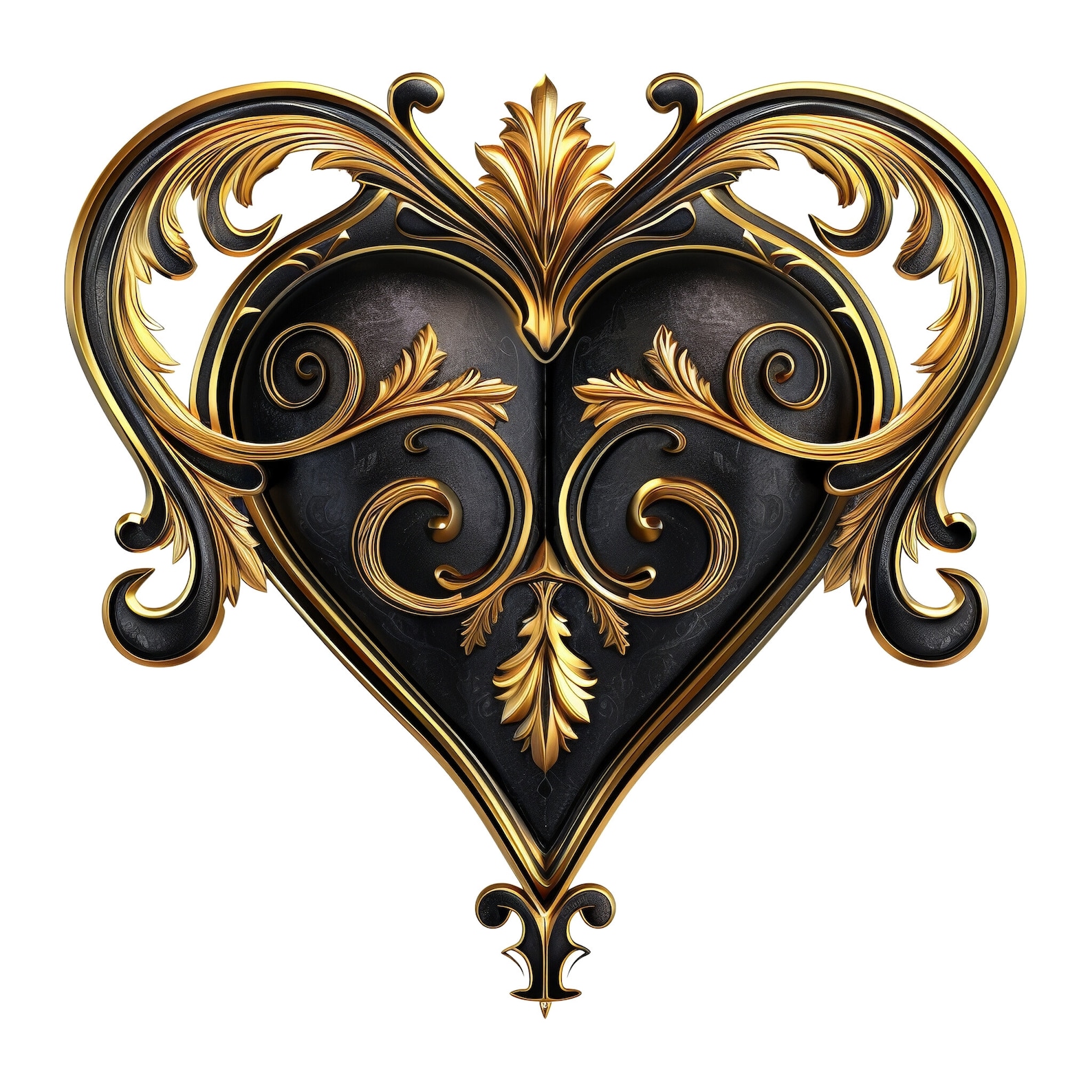 Golden Gothic Heart Clipart, 16 Digital Images in PNG Format for ...