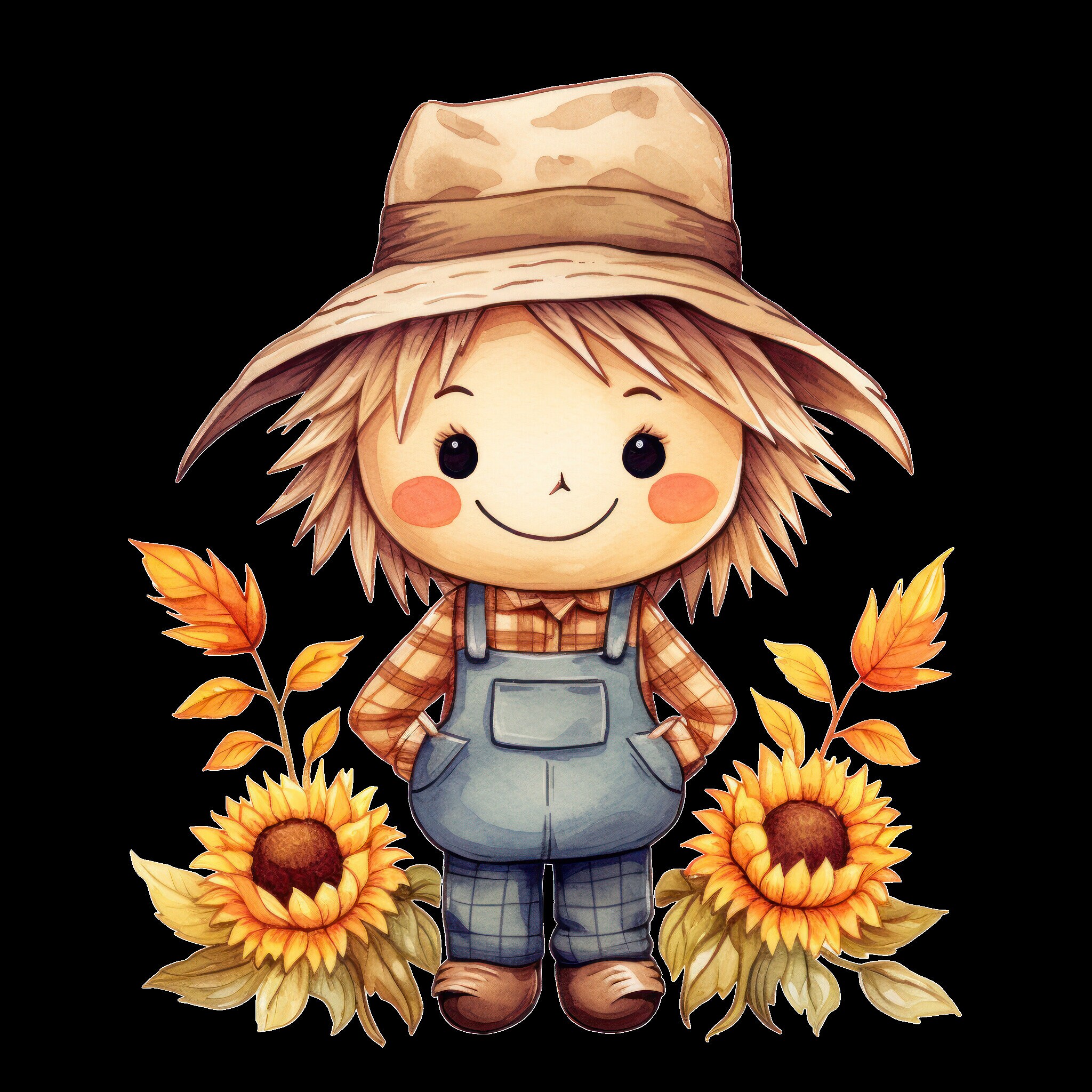 Scarecrow Clipart, Set of 18 PNG Images, High Quality Images With Full ...