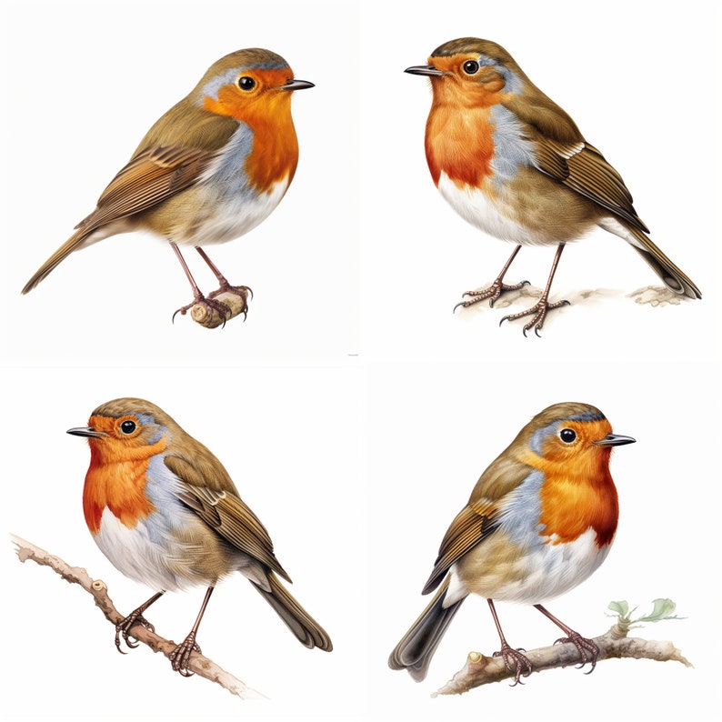 Robin Bird, Digital Download, 11 PNG Images With Transparent Background ...