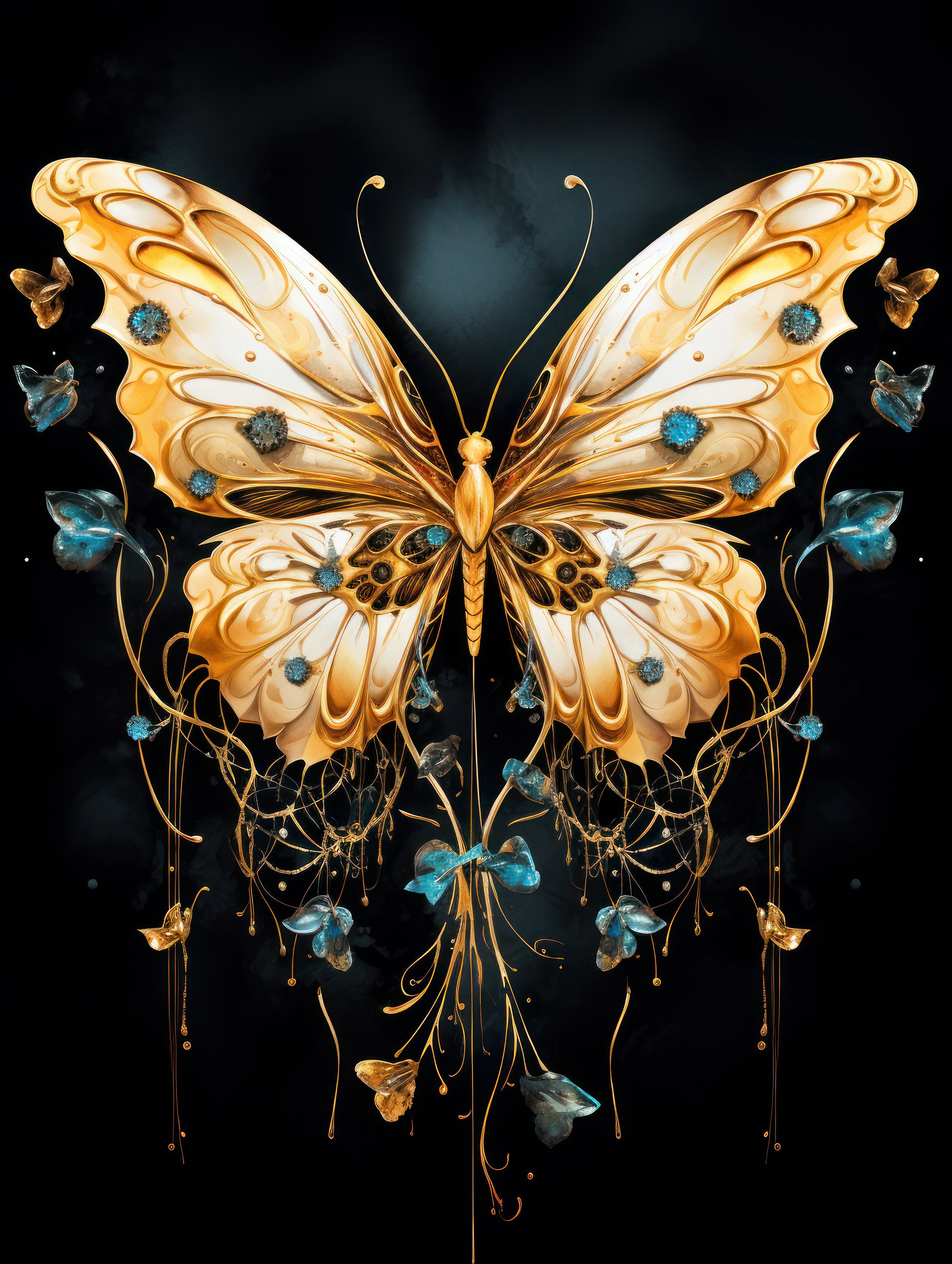 Digital Watercolor Butterfly, Set of 16 .PNG Images in High Resolution ...