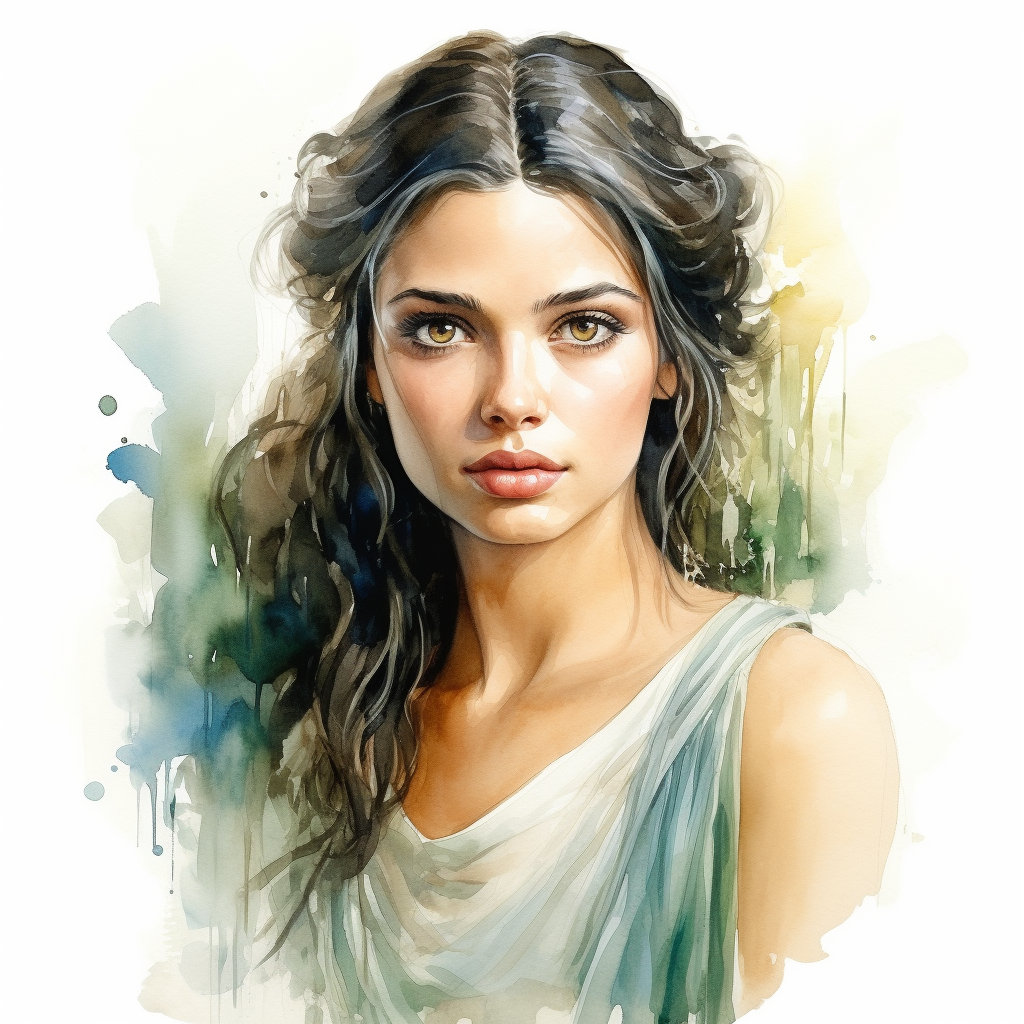 Beautiful Ancient Greek Lady Portrait, Watercolor Portrait, Digital Art ...