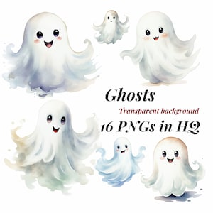 Friendly Ghost Clipart, 16 Digital Images in PNG Format With ...