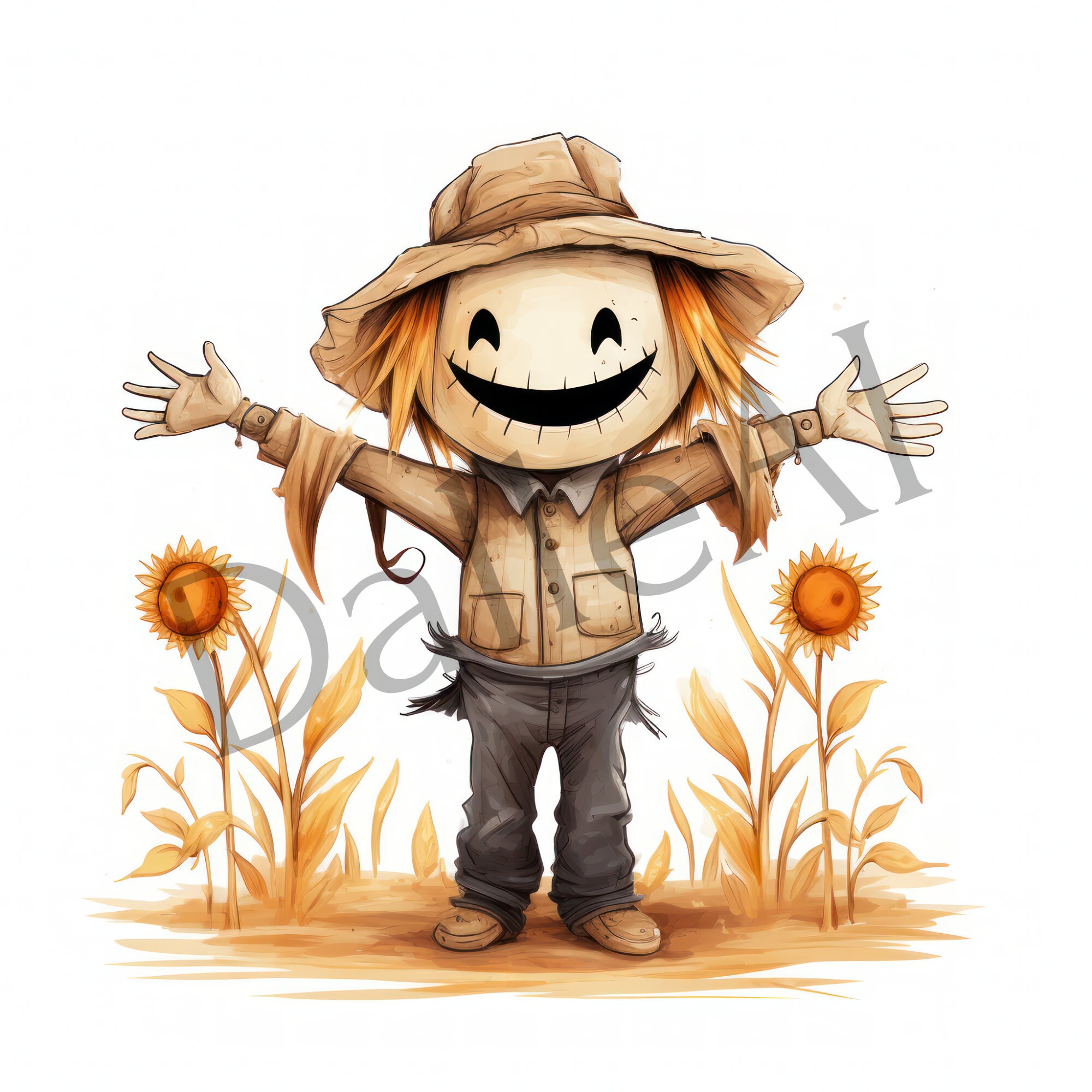 Scarecrow Set of 28 PNG Images, High Quality Images, Wall Art Digital ...