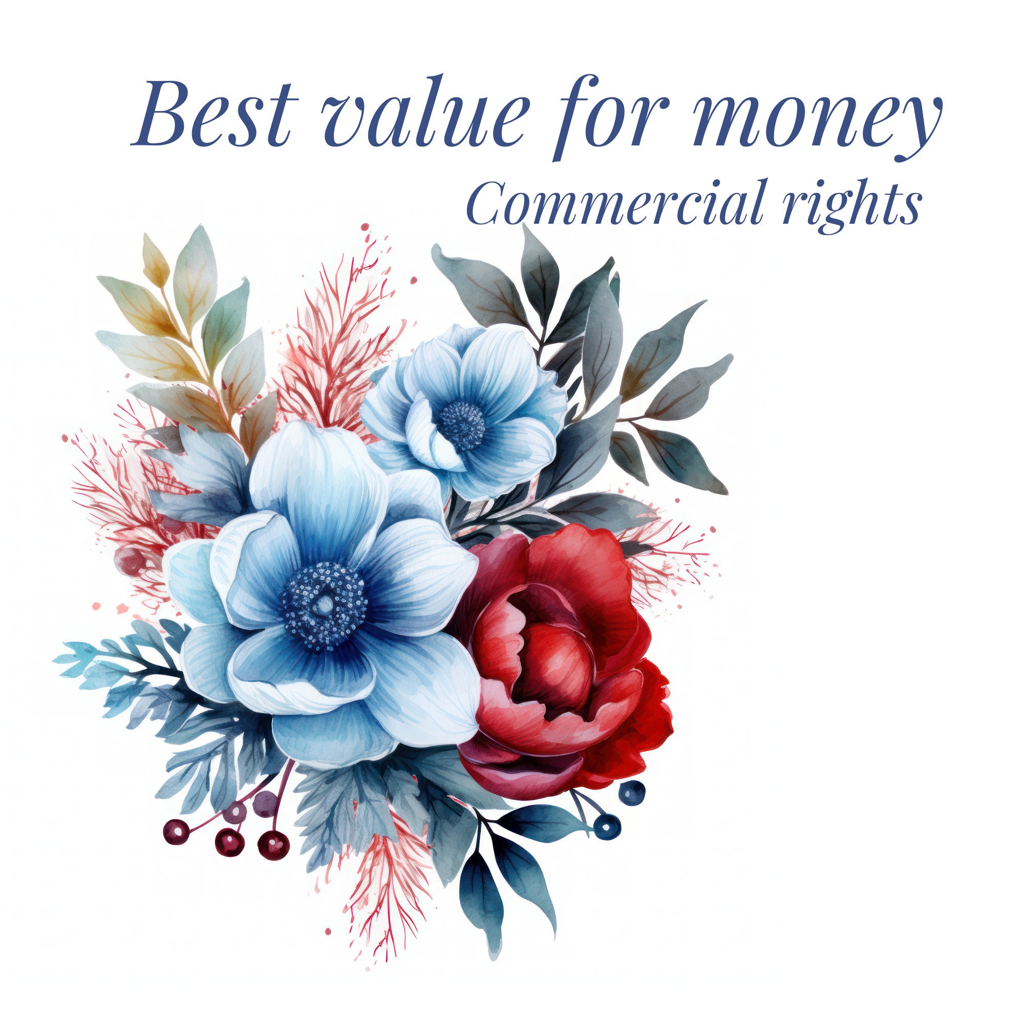 Winter Flowers Watercolor Clipart, 16 PNG Images, AI Art, Watercolor ...