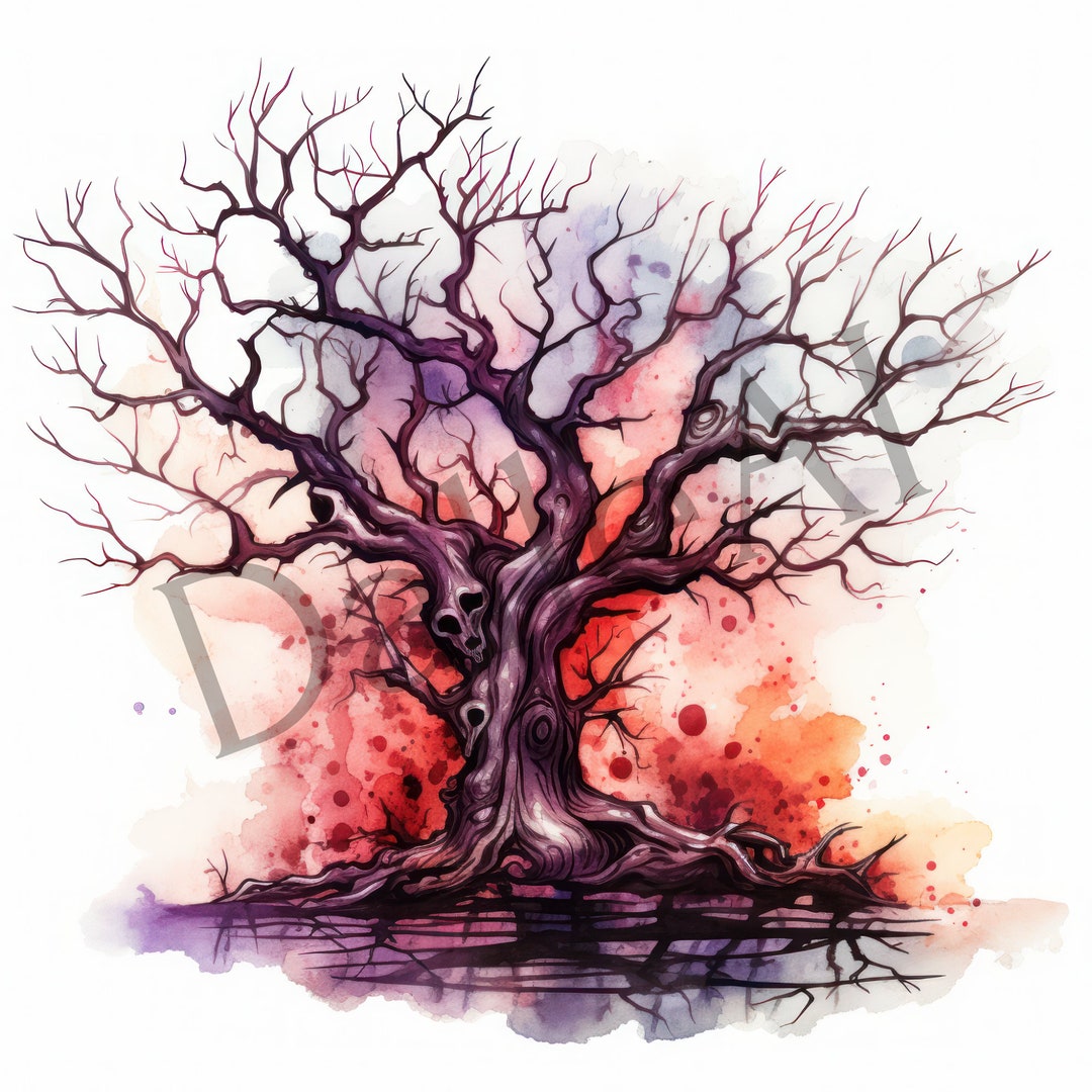 Watercolor Old Dead Trees Clipart, 24 Images in PNG Format, Instant ...